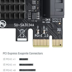 PCIe SATA Card 4 Port,PCI Express to SATA 3.0 Ports Expansion Controller Boot as System Disk for Desktop PC Support SSD and HDD with Low Profile Bracket and 4 SATA Cable