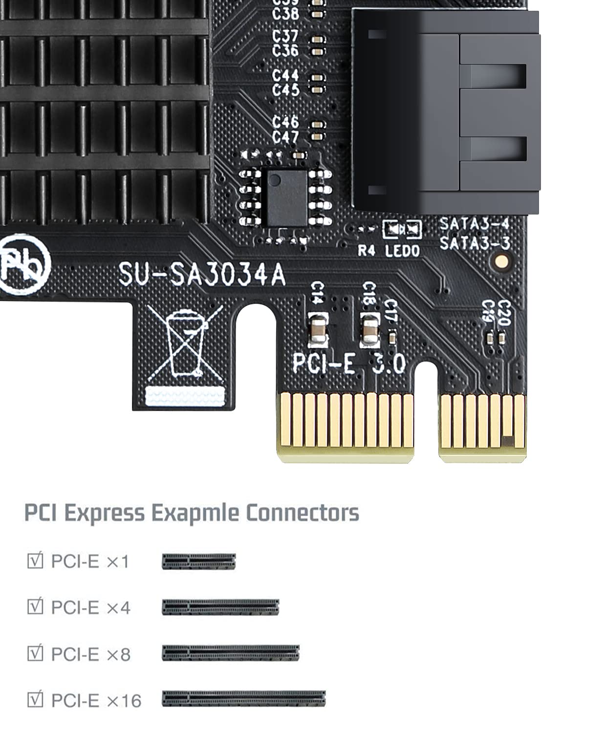 PCIe SATA Card 4 Port,PCI Express to SATA 3.0 Ports Expansion Controller Boot as System Disk for Desktop PC Support SSD and HDD with Low Profile Bracket and 4 SATA Cable