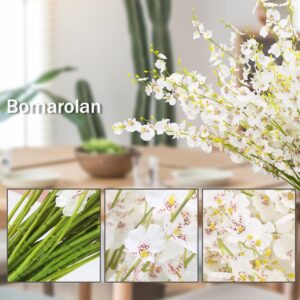 BOMAROLAN Artificial Orchid Silk Fake Flowers Faux Dancing Lady Orchids Stems Flower 10 Pcs Real Touch for Wedding Home Office Party Hotel Yard Decoration Restaurant Patio Festive Furnishing(White)