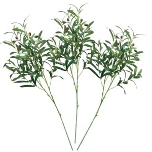 jd artificial plants 3pcs 38" artificial olive branches with fruits fake greenery plants twig picks for home décor office restaurant wedding garden patio shop window photography props（3 in pack）