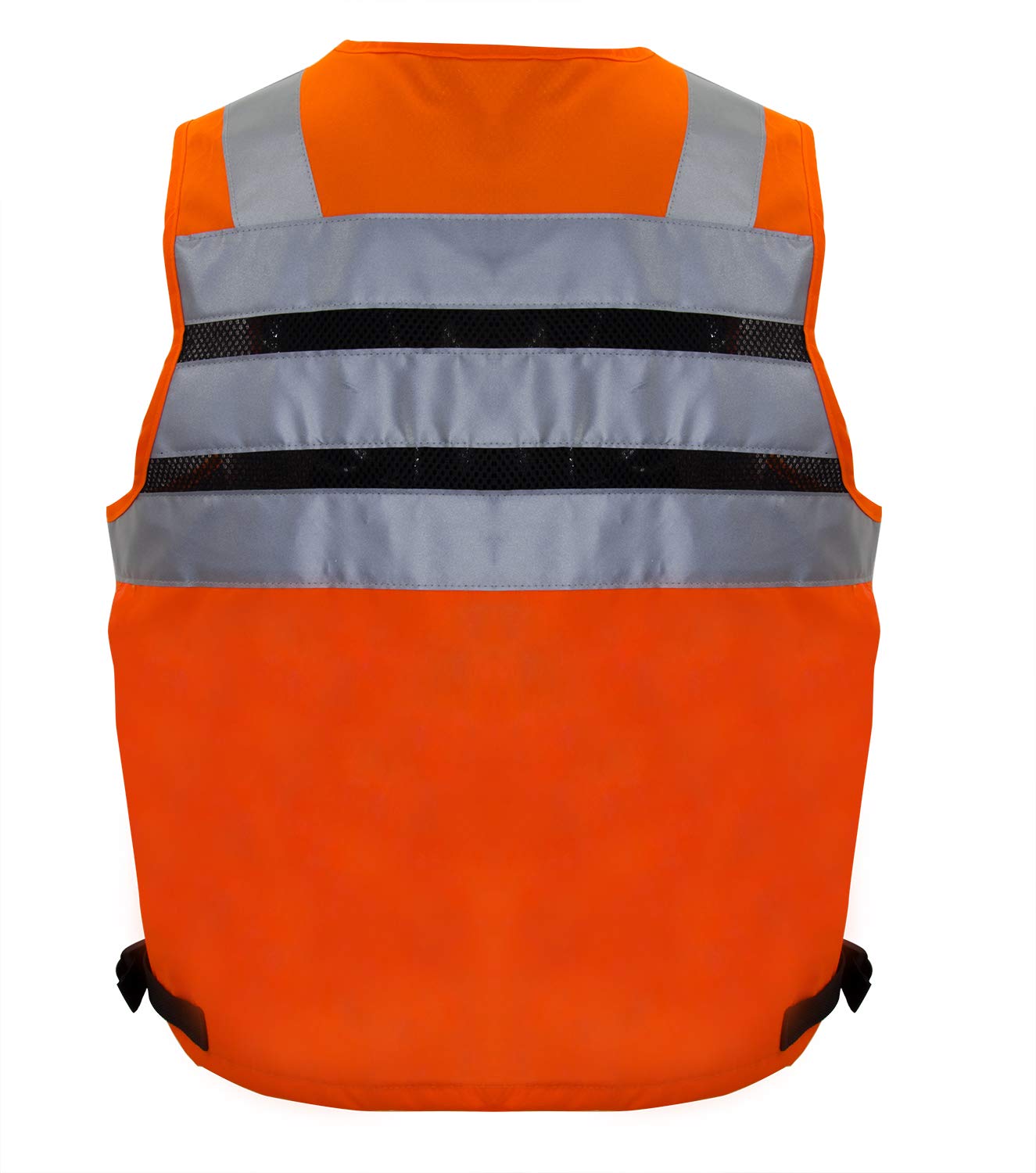 ZUJA 3M Reflective stripes Safety Vest Hi-vis Orange knitted Vest with 10 pockets Bright Construction Workwear for men and women. (Extra Large)