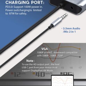 USB C Hub, Type C Adapter, Falwedi 10-in-1 Dongle with Ethernet, 4K@30Hz HDMI, VGA, 3 USB3.0, SD/TF Card Reader, Audio, USB-C PD 3.0, Compatible for MacBook Air Pro and Other Type C Laptops