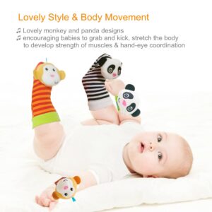 Kiesyo Rattle Toys for Babies 0-6 Months Wrist Rattles and Rattle Socks Toys for Baby Infant 0-3 0-6 6-12 Months Ankle Foot Rattle Baby Shower Gift for Newborn Boy Girl