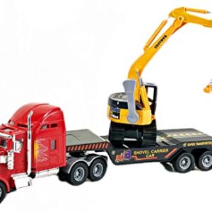 Big Daddy Big Rig Heavy Duty Tractor Trailer Low Boy Transport Flat Bed & Excavator Toy Trucks COMBO series