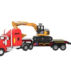 Big Daddy Big Rig Heavy Duty Tractor Trailer Low Boy Transport Flat Bed & Excavator Toy Trucks COMBO series