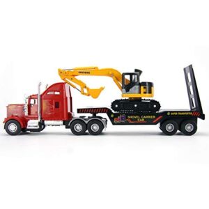 Big Daddy Big Rig Heavy Duty Tractor Trailer Low Boy Transport Flat Bed & Excavator Toy Trucks COMBO series