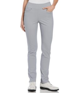 pga tour women's regular pull-on golf pant with tummy control (size x-small-xx-large), sleet