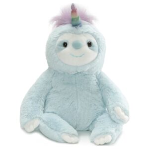 gund dazzle slothicorn plush toy, sloth unicorn stuffed animal for ages 1 and up, blue/rainbow, 9”