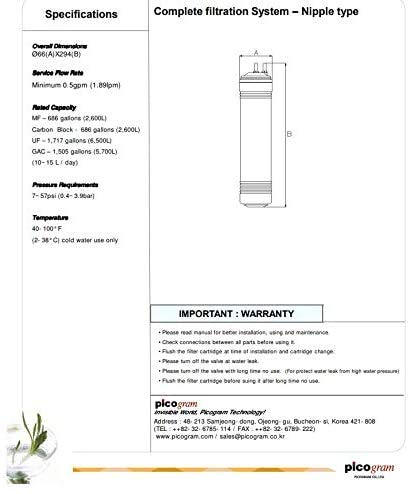 picogram Coconut-Based Post-Carbon Under-Sink Water Filter 8" 11" (11" (29cm))