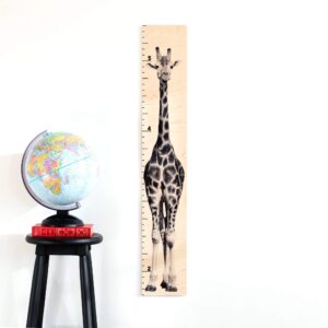 headwaters studio animals growth chart for kids - baby height chart height tracker kids wooden growth chart for wall grow chart height chart for kids safari nursery, tall giraffe-46 x75 x.25