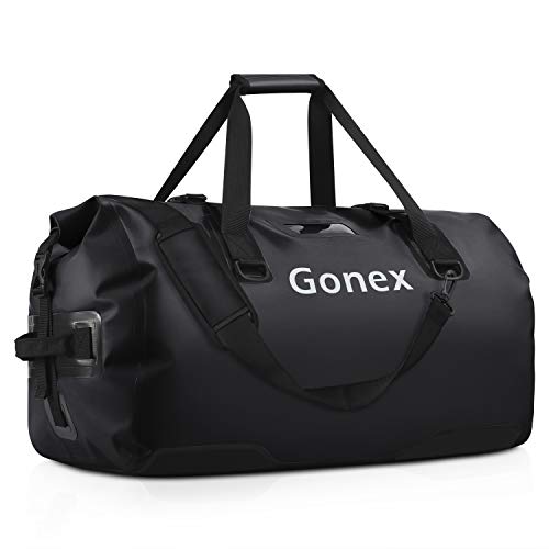 Gonex 60L Extra Large Waterproof Duffle Travel Dry Duffel Bag Heavy Duty Bag with Durable Straps & Handles for Kayaking Paddleboarding Boating Rafting Fishing Black