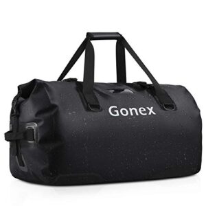 Gonex 60L Extra Large Waterproof Duffle Travel Dry Duffel Bag Heavy Duty Bag with Durable Straps & Handles for Kayaking Paddleboarding Boating Rafting Fishing Black