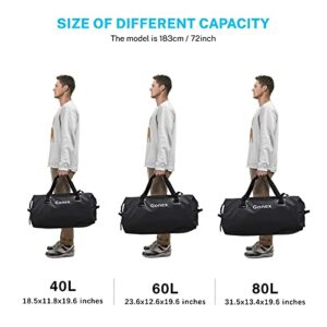 Gonex 60L Extra Large Waterproof Duffle Travel Dry Duffel Bag Heavy Duty Bag with Durable Straps & Handles for Kayaking Paddleboarding Boating Rafting Fishing Black