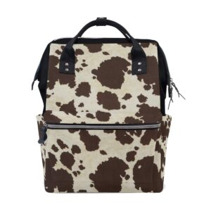 large capacity diaper tote nappy bag mummy backpack for baby care,big cow fur print stylish multi-function waterproof travel back pack stylish for mom and dad