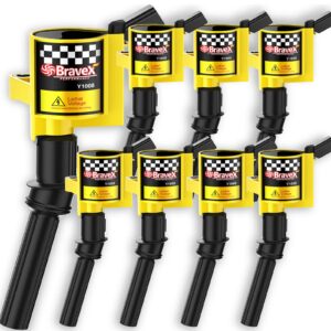 high performance pack of 8 curved boot - upgrade 15% more energy ignition coil compatible with ford f150 f250 f350 lincoln mercury 4.6l 5.4l v8 compatible with dg508 c1454 c1417 fd503