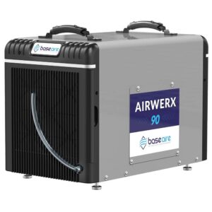 baseaire crawl spaces dehumidifier airwerx90, basement dehumidifier 90pints/day at aham, cover 2,600 sq. ft, portable, auto defrosting, optional remote control, 5 years warranty