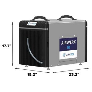 BaseAire Crawl Spaces Dehumidifier AirWerx90, Basement Dehumidifier 90pints/Day at AHAM, Cover 2,600 Sq. Ft, Portable, Auto Defrosting, Optional Remote Control, 5 Years Warranty