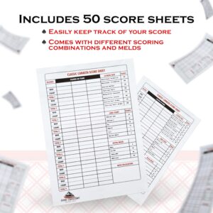 Ever Crescent Supplies Canasta Cards with Point Values, Tray and Score Pads Set. Includes 2 Deck of Cards, Revolving Holder, and 50 Scoring Sheets.