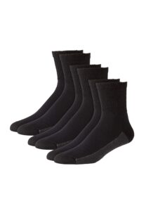 kingsize men's big & tall 1/4 length cushioned crew socks 3-pack - 2xl, black