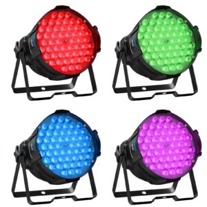 betopper dj lights dmx sound activated, 54 x 3w led par lights rgb stage lights dmx, dj par lights for church, concert, wedding, party, bar, stage lighting (4 packs)