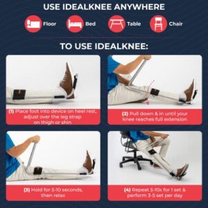 IdealKnee One Pad - Advanced Knee Extension & Pain Relief Device - Endorsed by PTs & Surgeons - Ideal for ACL, MCL Recovery, Athletes, Therapy & Rehab