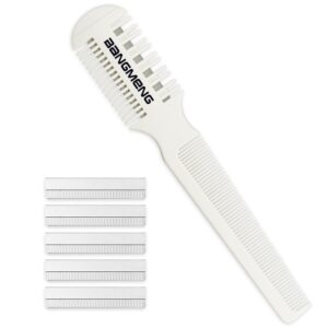 bangmeng hair cutter comb,shaper double edge razor,split ends hair trimmer styler, for thin & thick hair cutting and styling, extra 5 blades included.