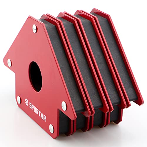 Spurtar Welding Magnets, 50lbs 4Pcs Welding Magnets and Clamps Heavy Duty Arc Welding Holder Square 45°, 90°, 135° Strong Welding Accessories and Tools