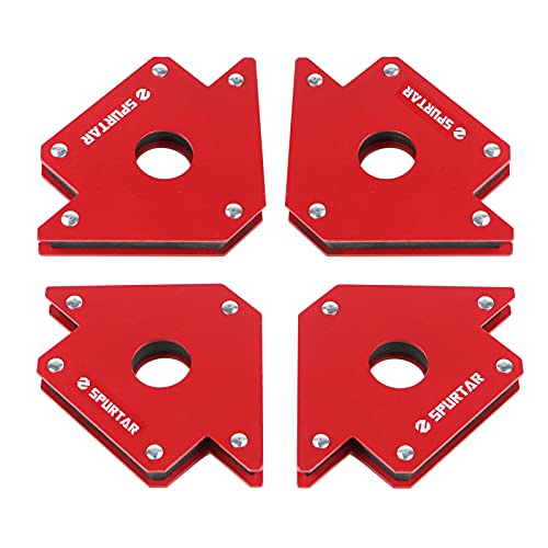 Spurtar Welding Magnets, 50lbs 4Pcs Welding Magnets and Clamps Heavy Duty Arc Welding Holder Square 45°, 90°, 135° Strong Welding Accessories and Tools