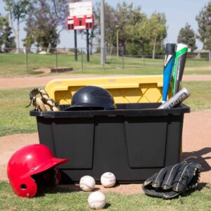 Greenmade Extra Strong 27 Gallon, Black and Yellow Storage Bin (4pack)