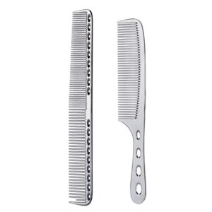 2 pcs stainless steel hair combs anti static styling comb hairdressing barbers combs (silver)