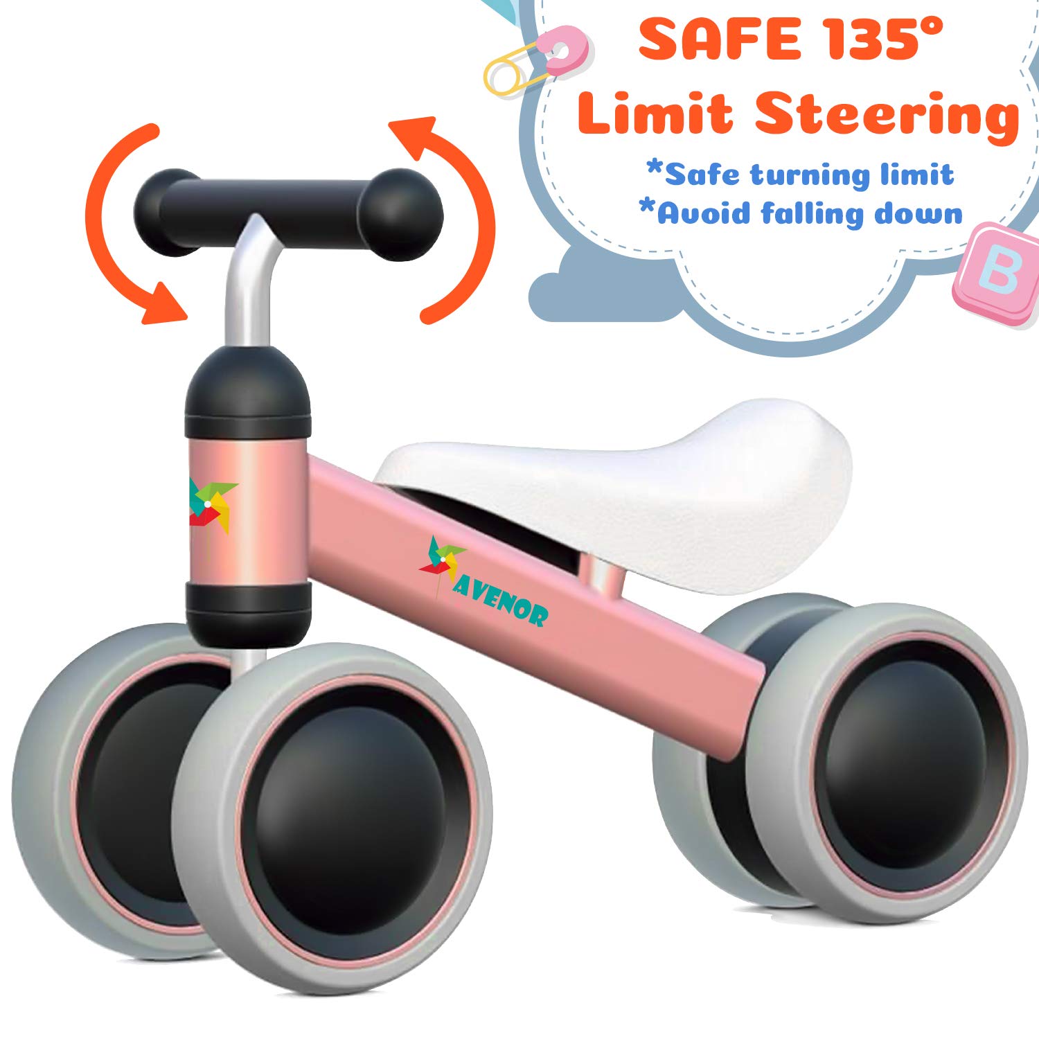 AVENOR Baby Balance Bike Toys for 1 Year Old Gifts Boys Girls 10-24 Months Kids Toys Toddler Best 1st Birthday Girl Boy Gift Children Walker Baby Walker No Pedal Infant 4 Wheels Bicycle