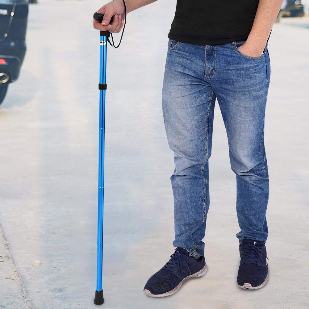 Dilwe Walking Stick, Telescopic Anti-Skid Trekking Pole Collapsible Hiking Poles Folding Walking Cane for Outdoor Camping Hiking Mountain Camping Mountain Climbing Tools(Blue£©