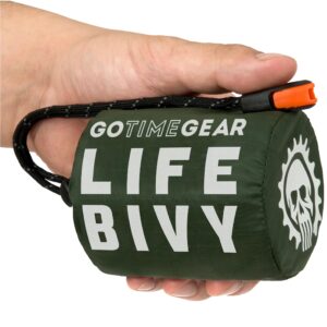 go time gear life bivy emergency survival sleeping bag thermal bivy - use as emergency bivy sack, survival sleeping bag, mylar emergency blanket