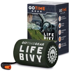 Go Time Gear Life Bivy Emergency Survival Sleeping Bag Thermal Bivy - Use as Emergency Bivy Sack, Survival Sleeping Bag, Mylar Emergency Blanket