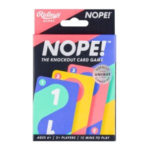 ridley’s nope! fun card game for families, action-packed, fast-paced game for 2+ players, includes 104 game cards and instructions, simple card game for kids ages 6+