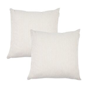 jes&medis pack of 2 pillowcase cotton striped home decor square throw pillow covers set for office bed car club 18 x 18 inches 45 x 45 cm beige and white