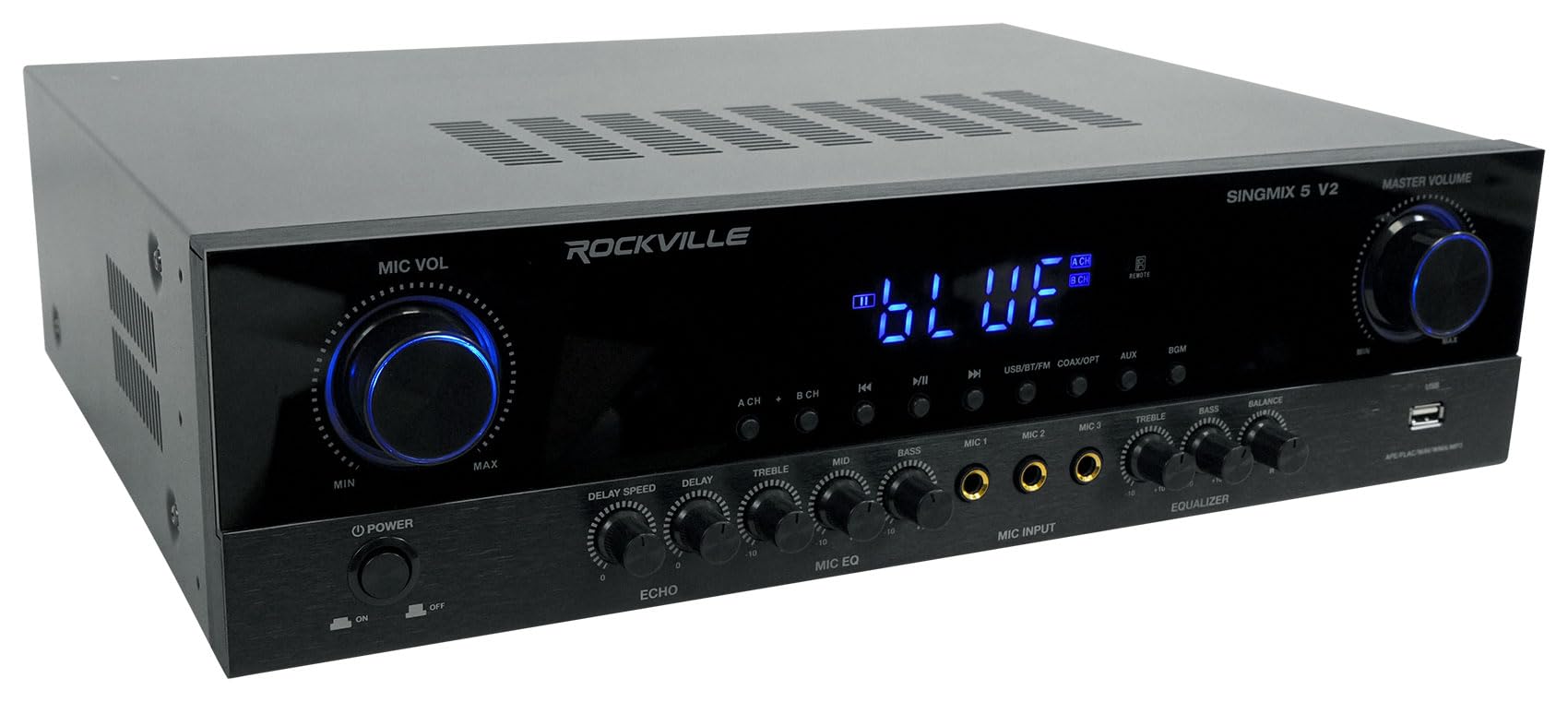 RockvilIe SingMix 5 2000w Professional DJ Amplifier w/Bluetooth/Echo