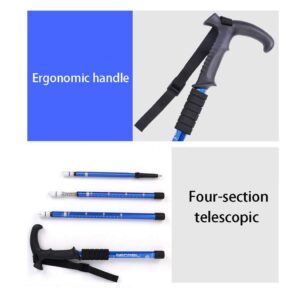 Walking Stick,Trekking Poles Walking Folding Cane with T Handle,Antishock,Quick Lock,Telescopic,Collapsible, Ultralight for Men Women (Black)