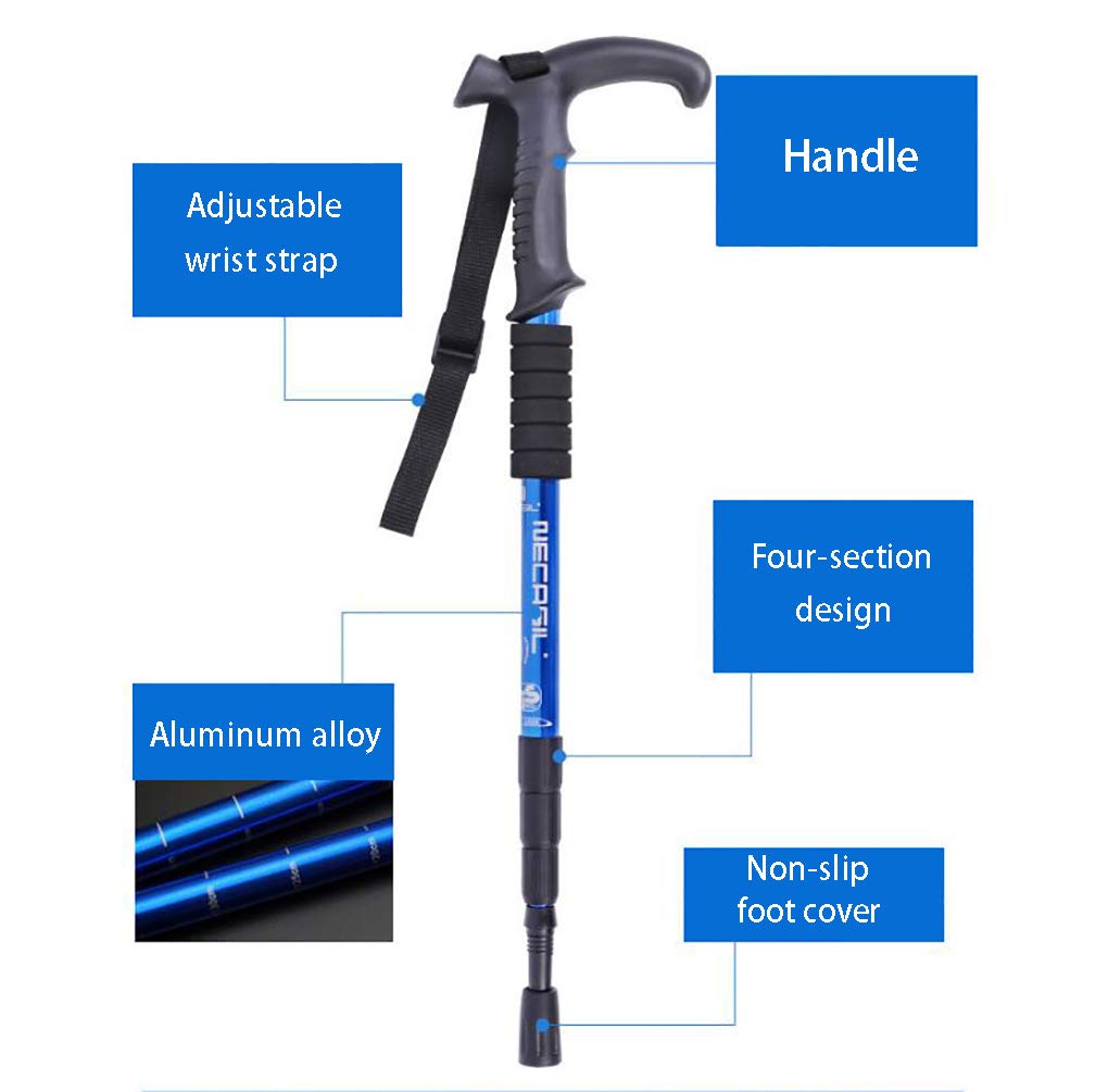 Walking Stick,Trekking Poles Walking Folding Cane with T Handle,Antishock,Quick Lock,Telescopic,Collapsible, Ultralight for Men Women (Black)