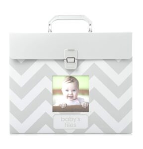 tiny ideas baby file keeper organizer, gray chevron, newborn baby document organizer, durable file folder