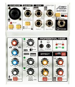 audio2000's amx7304 usb-powered four-channel audio mixer with usb interface and sound effect