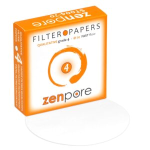 7 cm lab filter paper, standard qualitative grade 4 - zenpore fast flow 70 mm (100 discs)