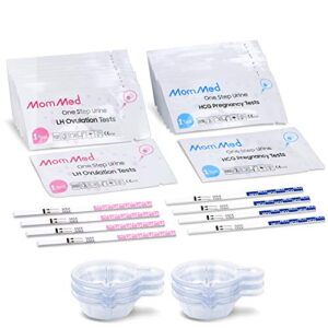 mommed ovulation test kit (hcg15-lh40), 15 pregnancy & 40 ovulation test strips with 55 urine cups reliable & quick early pregnancy test