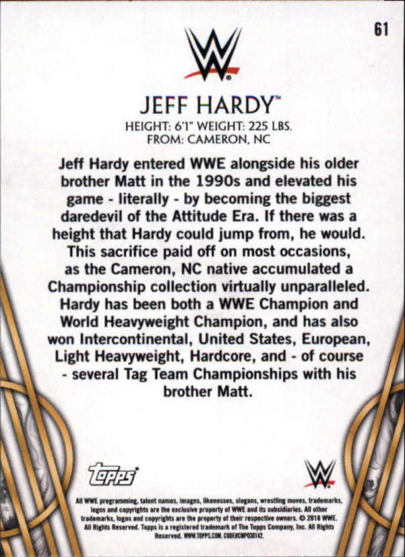 2018 Topps Legends of WWE Bronze #61 Jeff Hardy Wrestling Trading Card