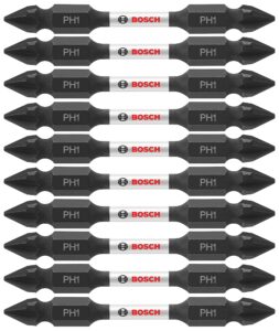 bosch itdeph125b 10-pack 2-1/2 in. phillips #1 impact tough double-ended screwdriving bits