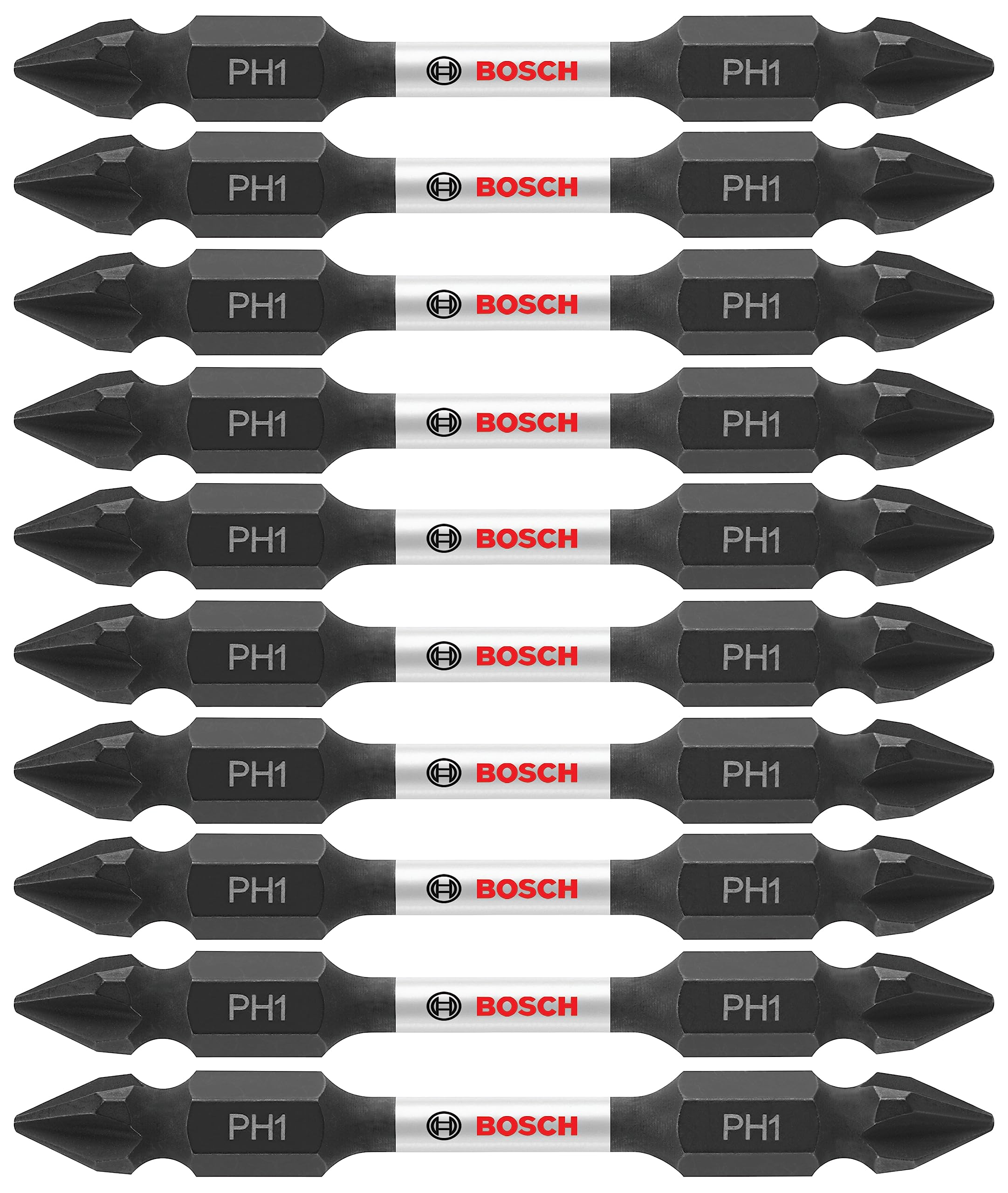 BOSCH ITDEPH125B 10-Pack 2-1/2 In. Phillips #1 Impact Tough Double-Ended Screwdriving Bits