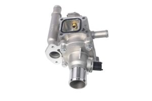 coolant thermostat and housing assembly with sensors - compatible with chevy cruze, limited, trax, sonic 1.8l & 1.6l - replaces 25192228, 55564890, 15-81816, 902-033, 55579951 - full aluminum