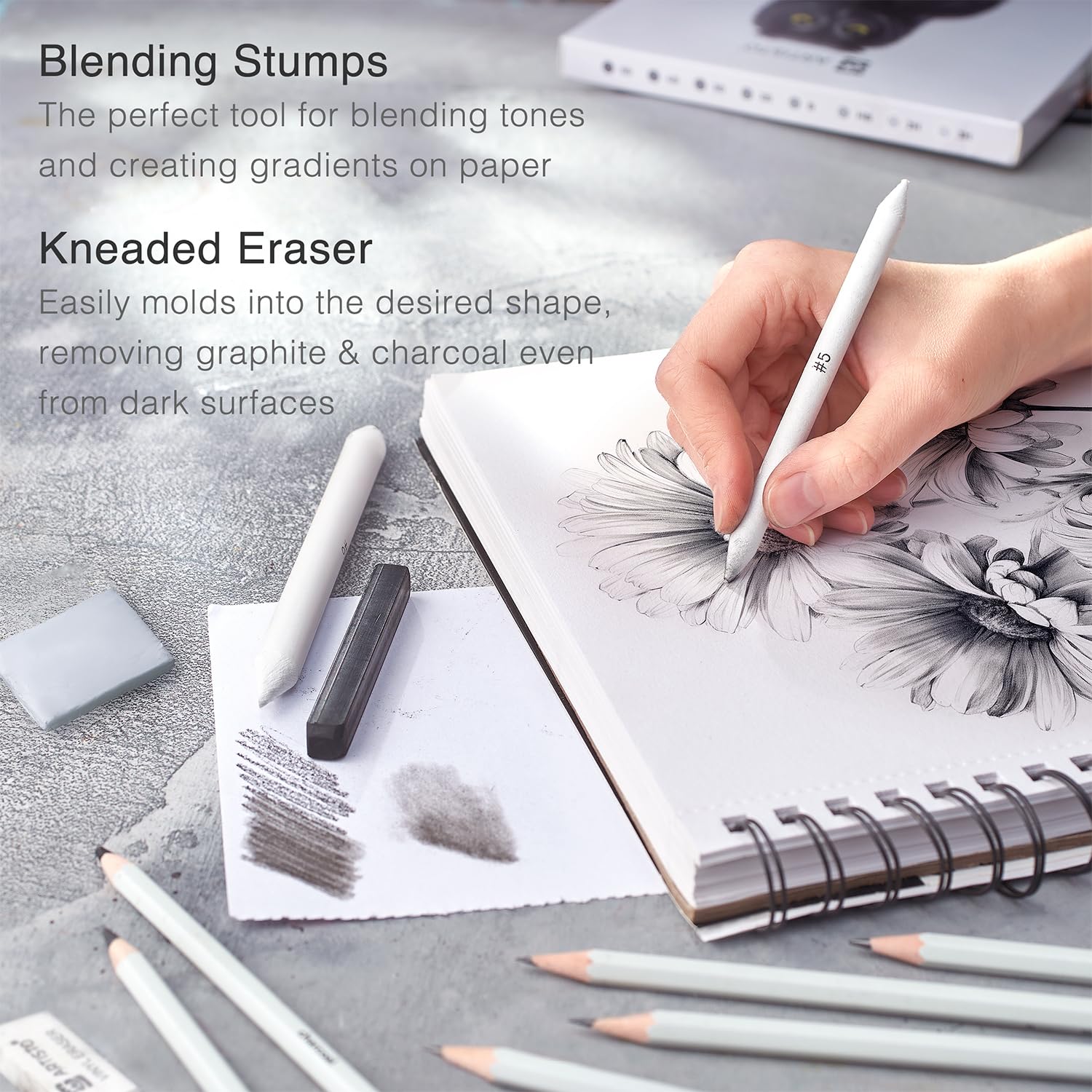 Artisto Drawing and Sketching Pencil Art Set (20 Items) - Complete Kit with Graphite Pencils, Charcoal Pencils, Sticks, Blending Stumps, Erasers, and Sharpeners