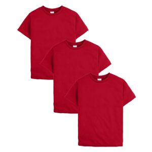 hanes boys' ecosmart short sleeve tee value pack (3-pack), deep red, small