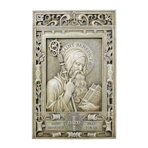 saint benedict garden wall plaque, 15 inch